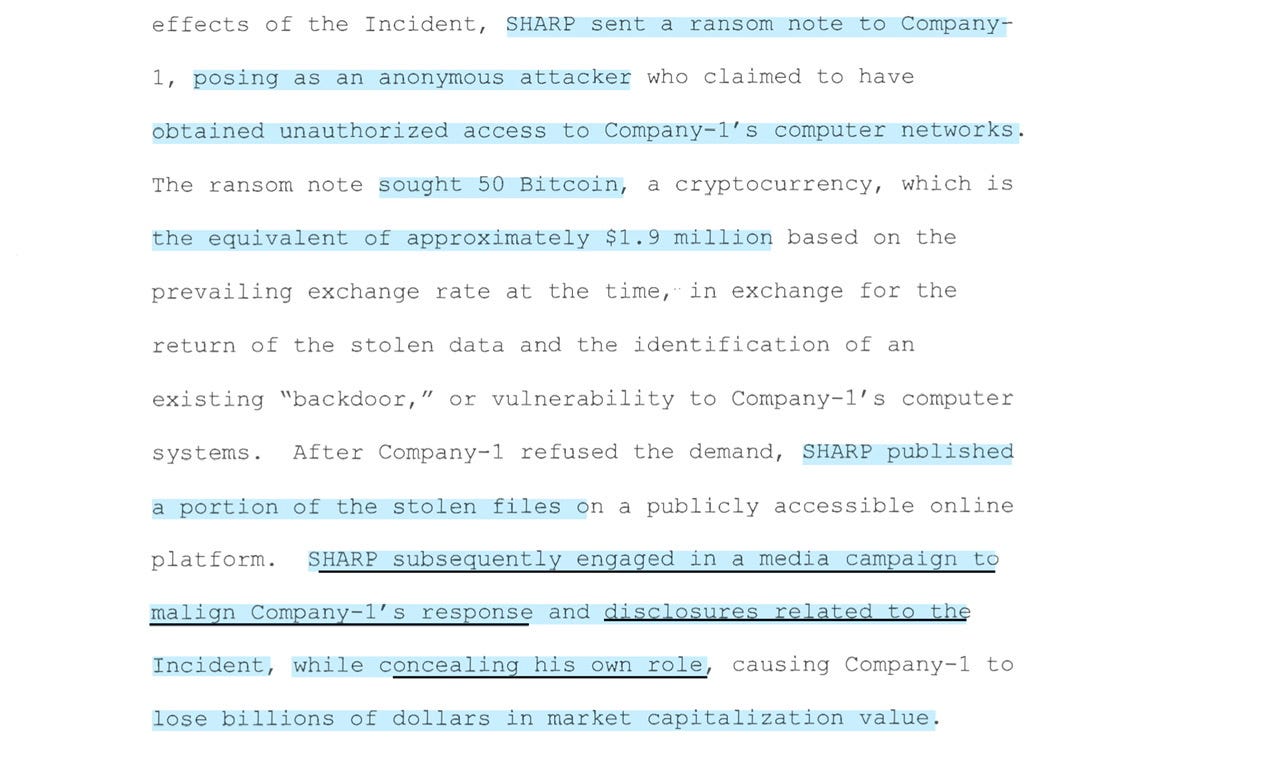 Textbook “insider threat” -DOJ Indicts NICKOLAS SHARP Jan 2021 Ubiquiti ...