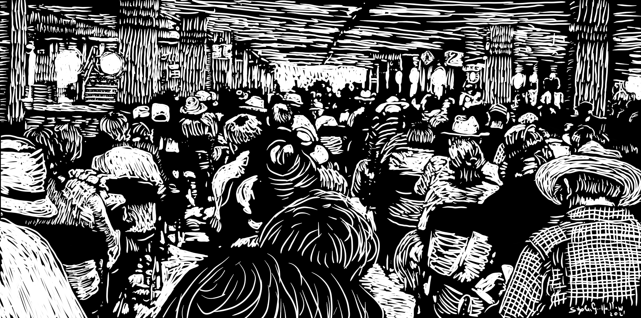 "Going for the 2nd Shot" Sketch - by Stephen Goodfellow