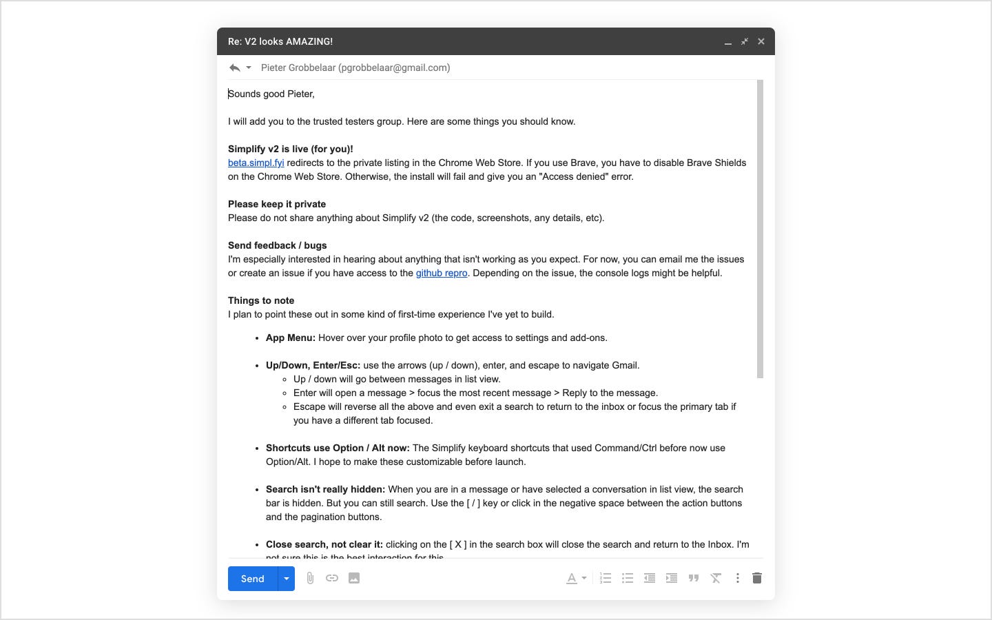 Simplify Gmail v2: Compose - by Michael Leggett
