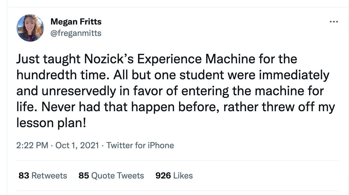 Beware The Experience Machine - Rod Dreher's Diary