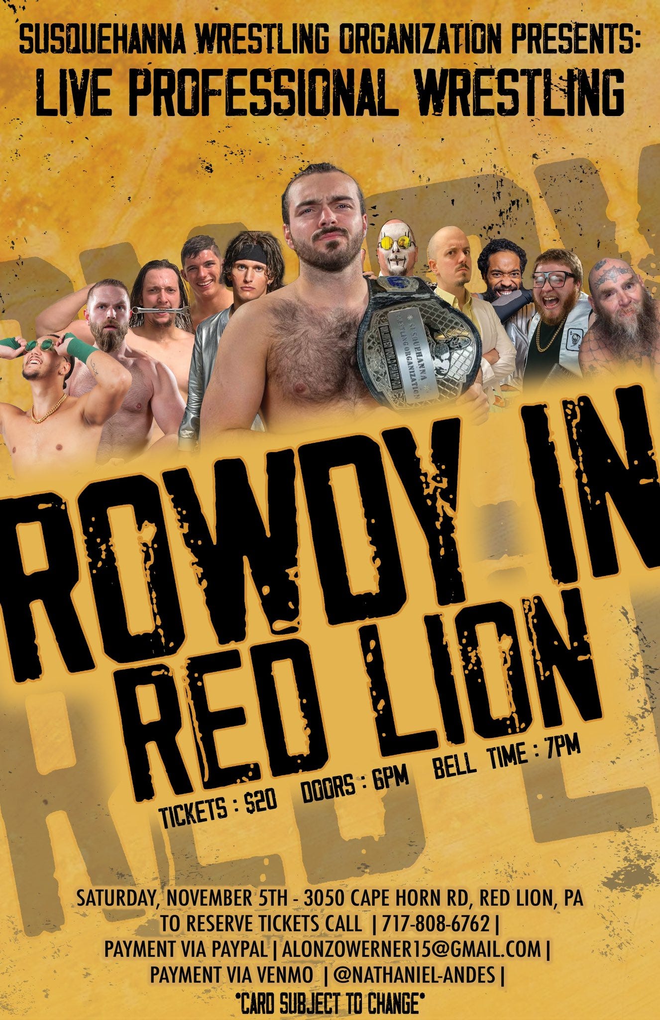 Saturday: SWO presents Rowdy in Red Lion - by Jeff Quinton