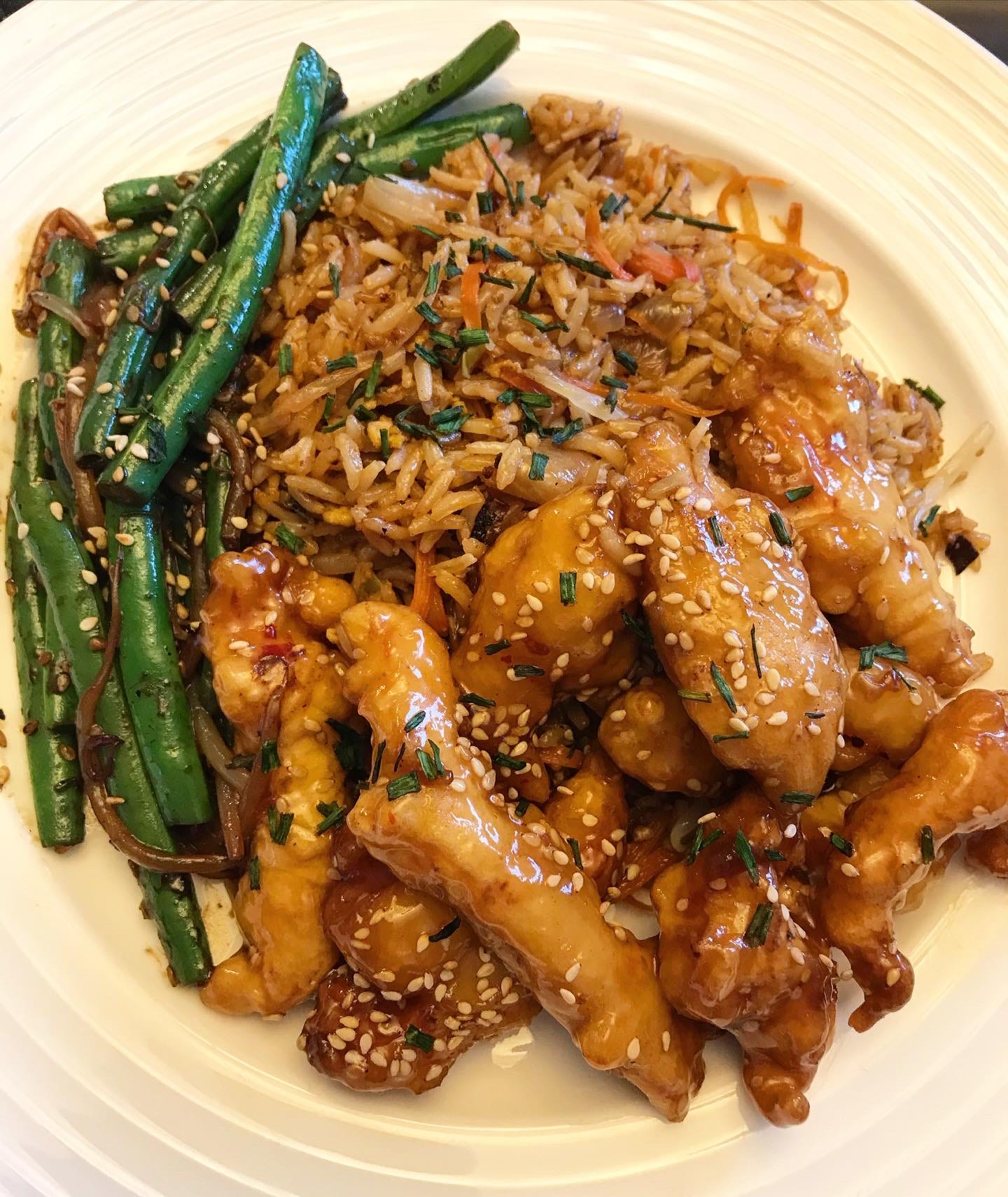 Honey Sesame Chicken with Veggie Fried Rice
