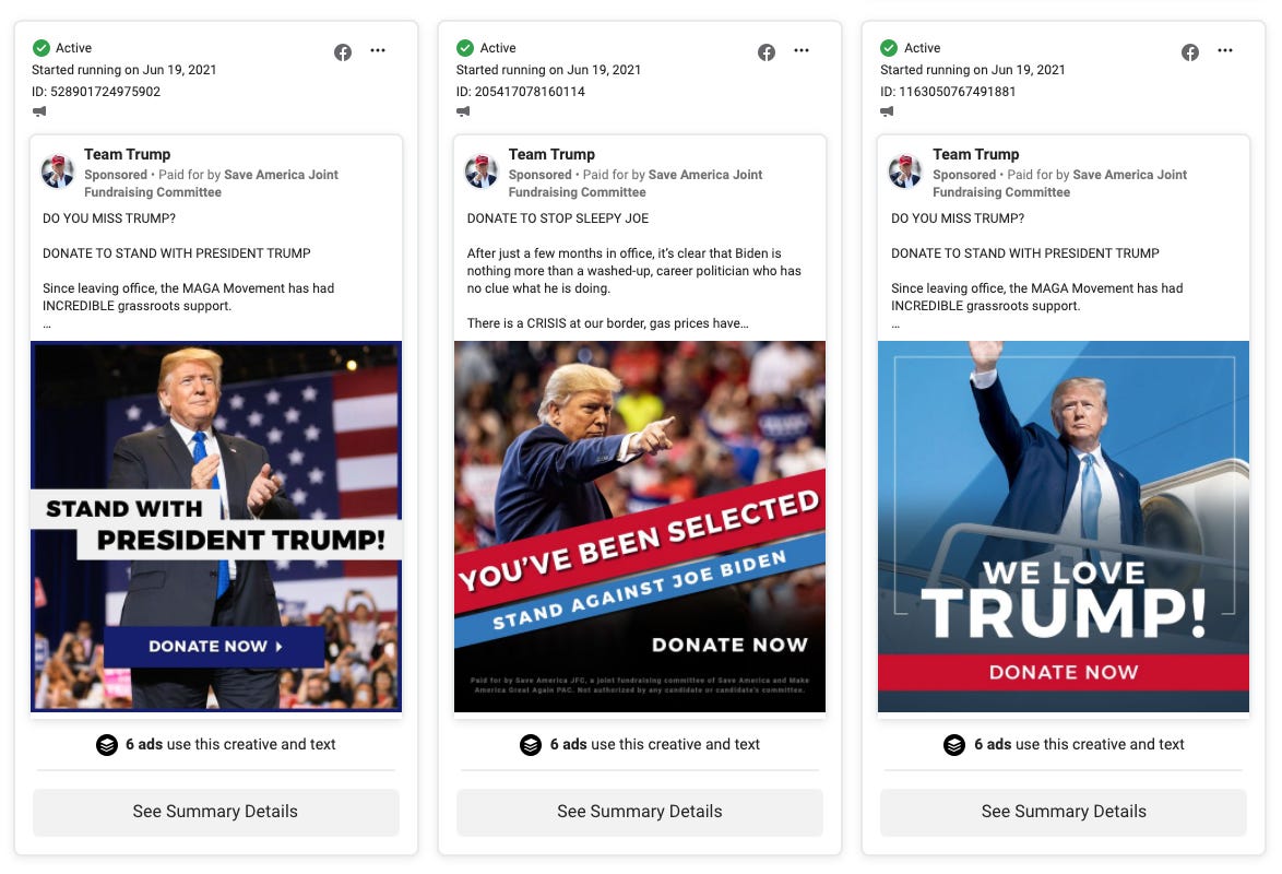Donald Trump is back advertising on Facebook