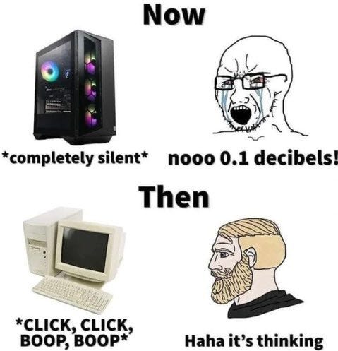 Computers should make Computer Noises -- beep, boop, click, clack, & whir!