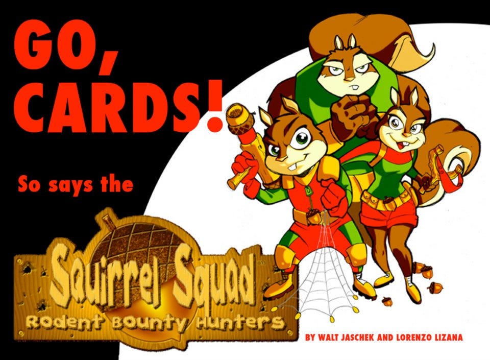 Squirrel Squad™ Cheers on the Cardinals - by Walt Jaschek
