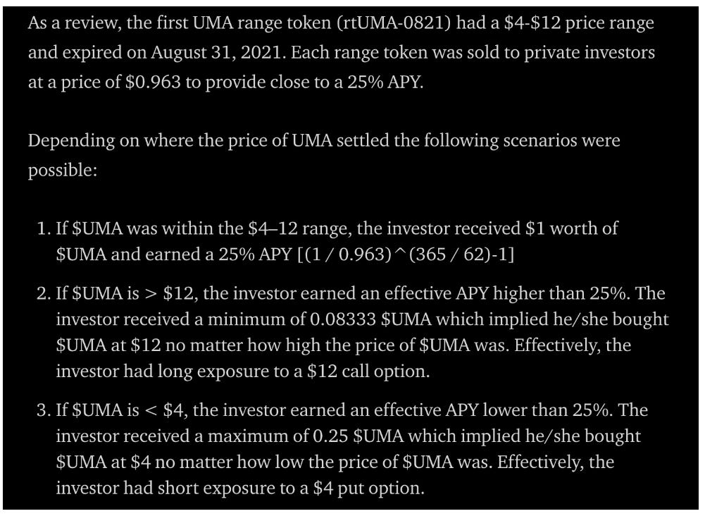 Range Tokens - UMA's Outcome Product