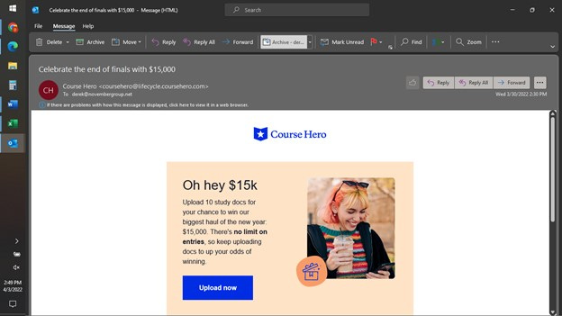 Course Hero: Students Can "Win" $15,000 by Uploading Course Documents