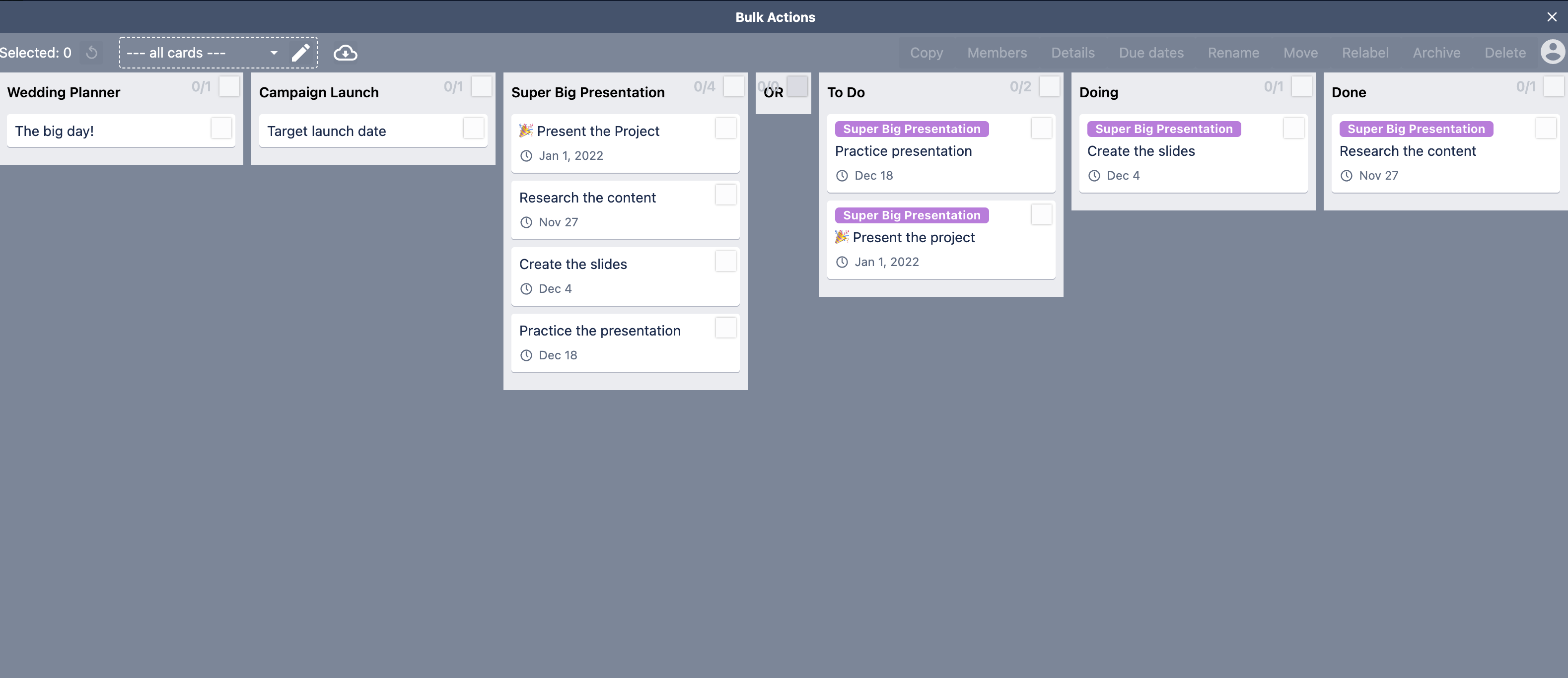 Adjusting dependent due dates in Trello
