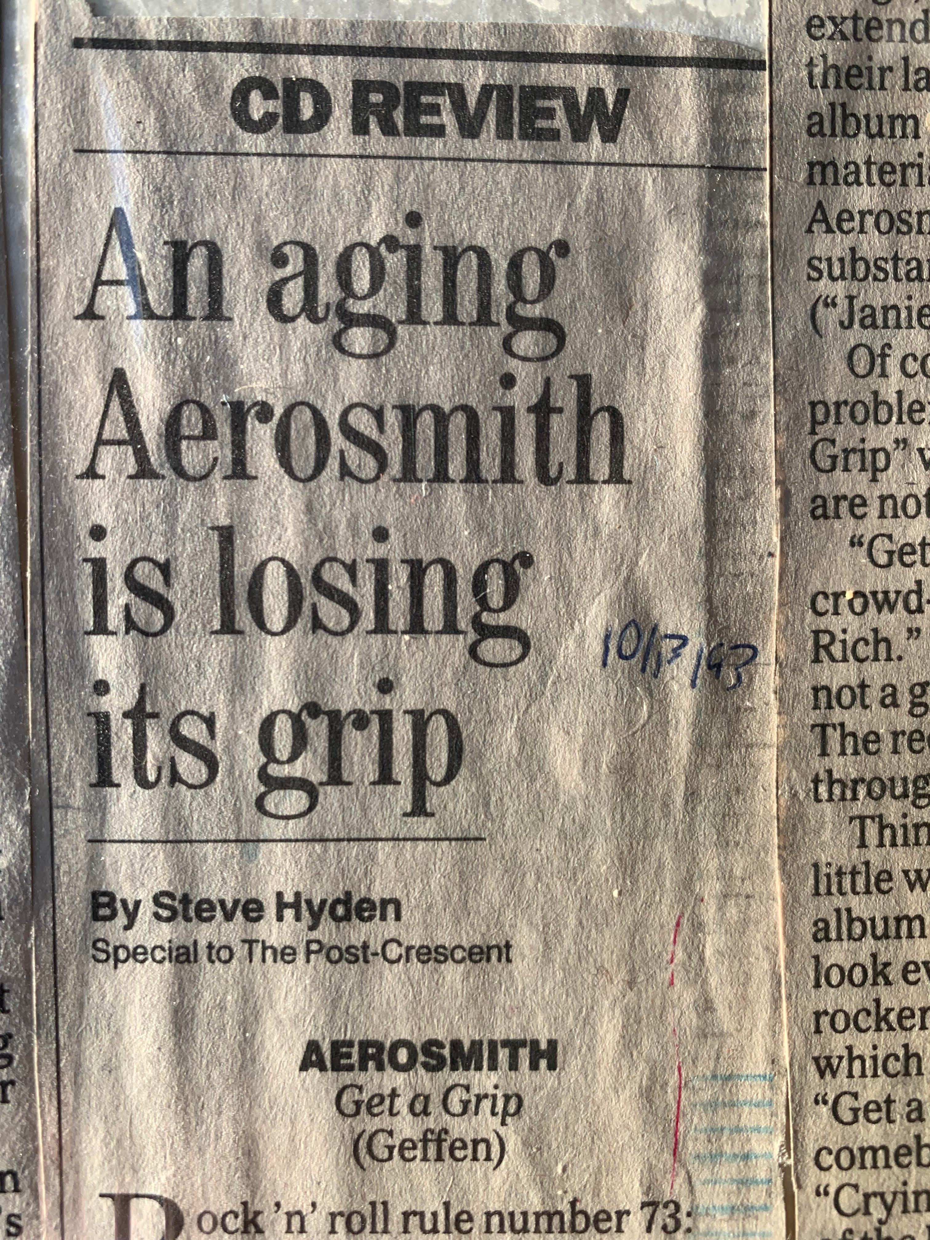 Album Reviews I Wrote As A Teenager: Aerosmith's "Get A Grip"