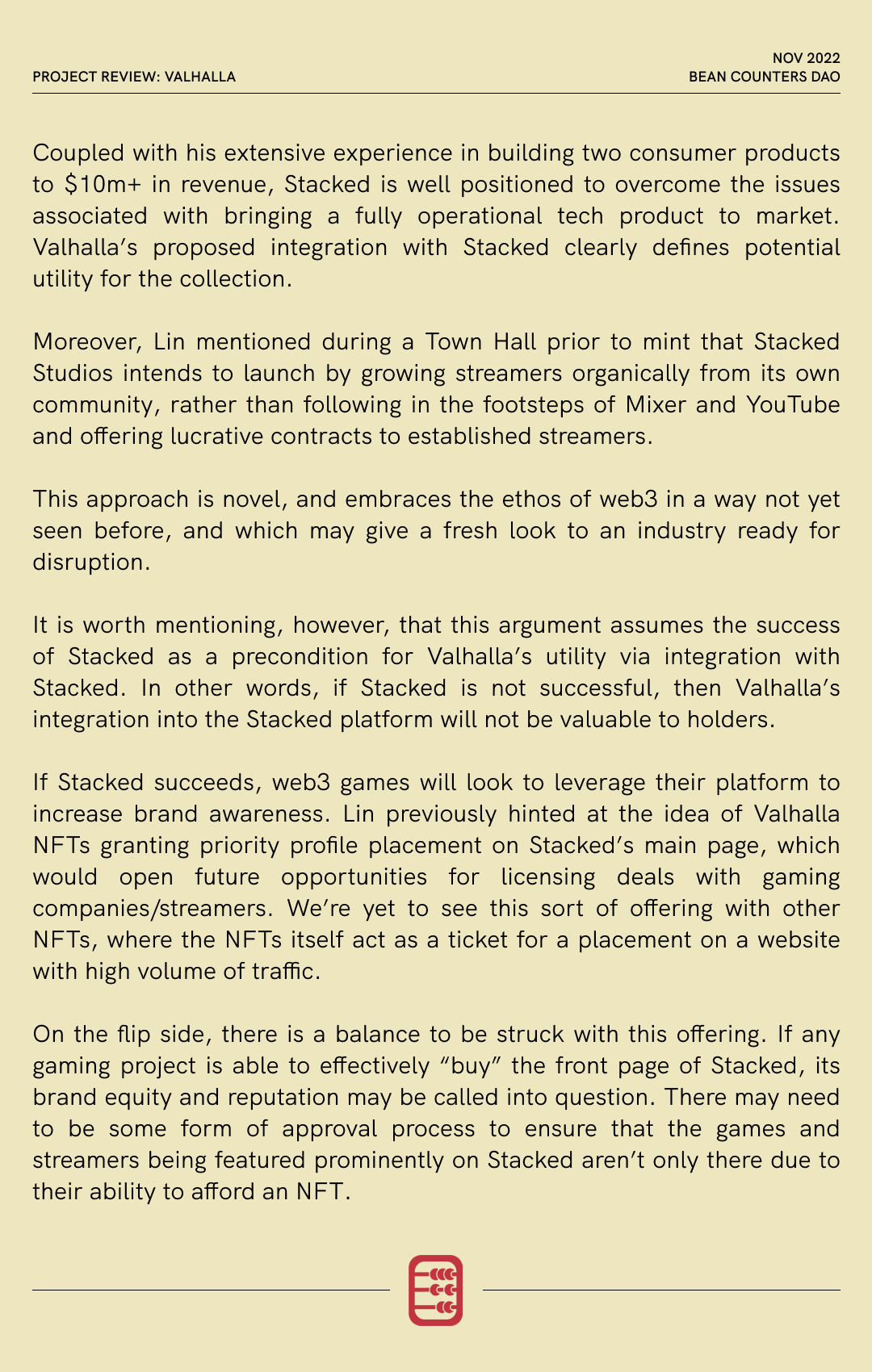 Project Review: Valhalla - by Bean Counters DAO