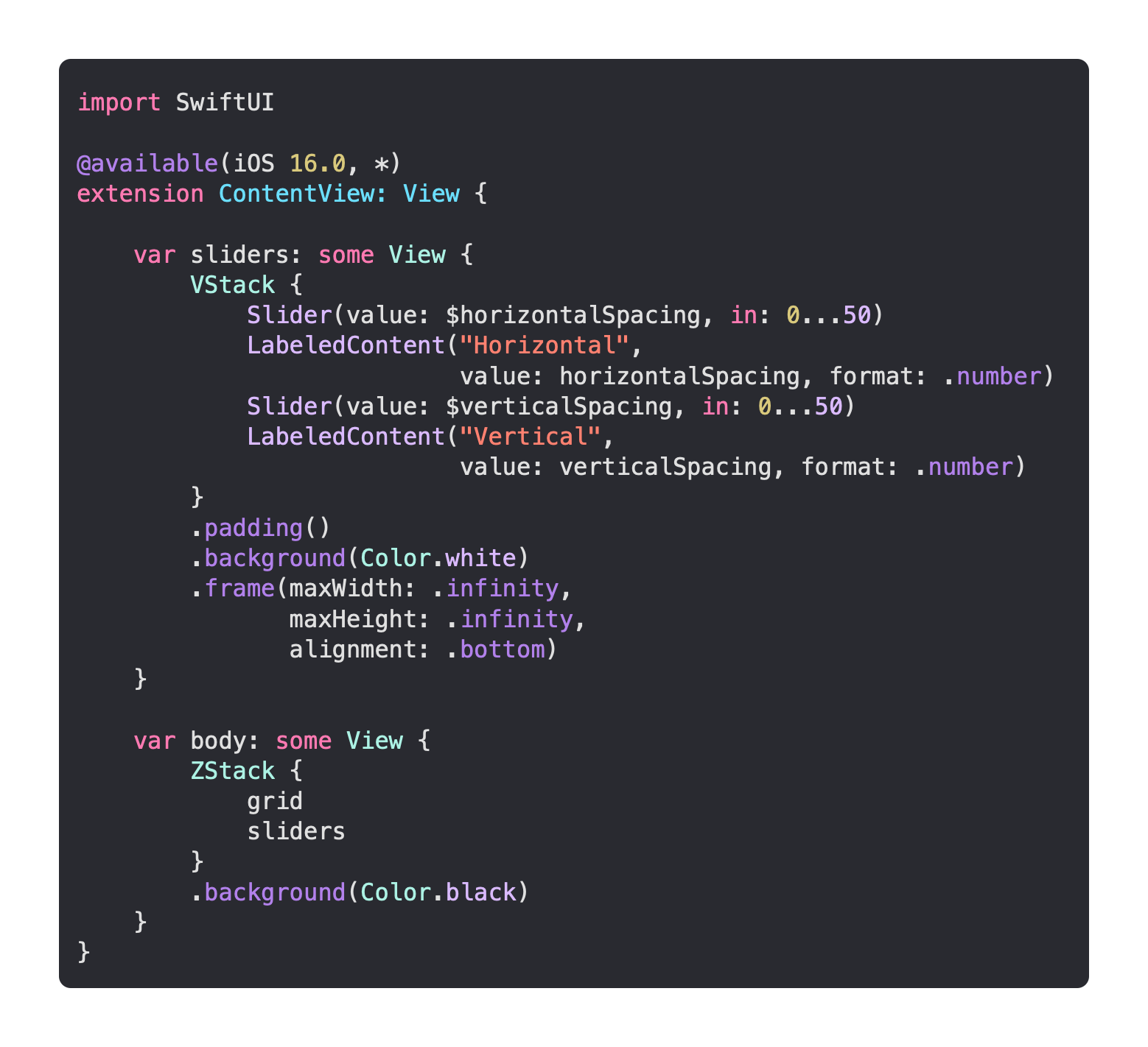 Change Horizontal and Vertical Spacing In a Grid