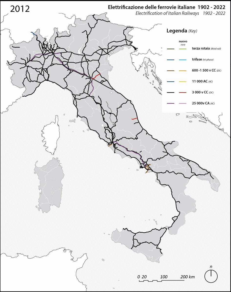 A brief visual history of rail electrification in Italy