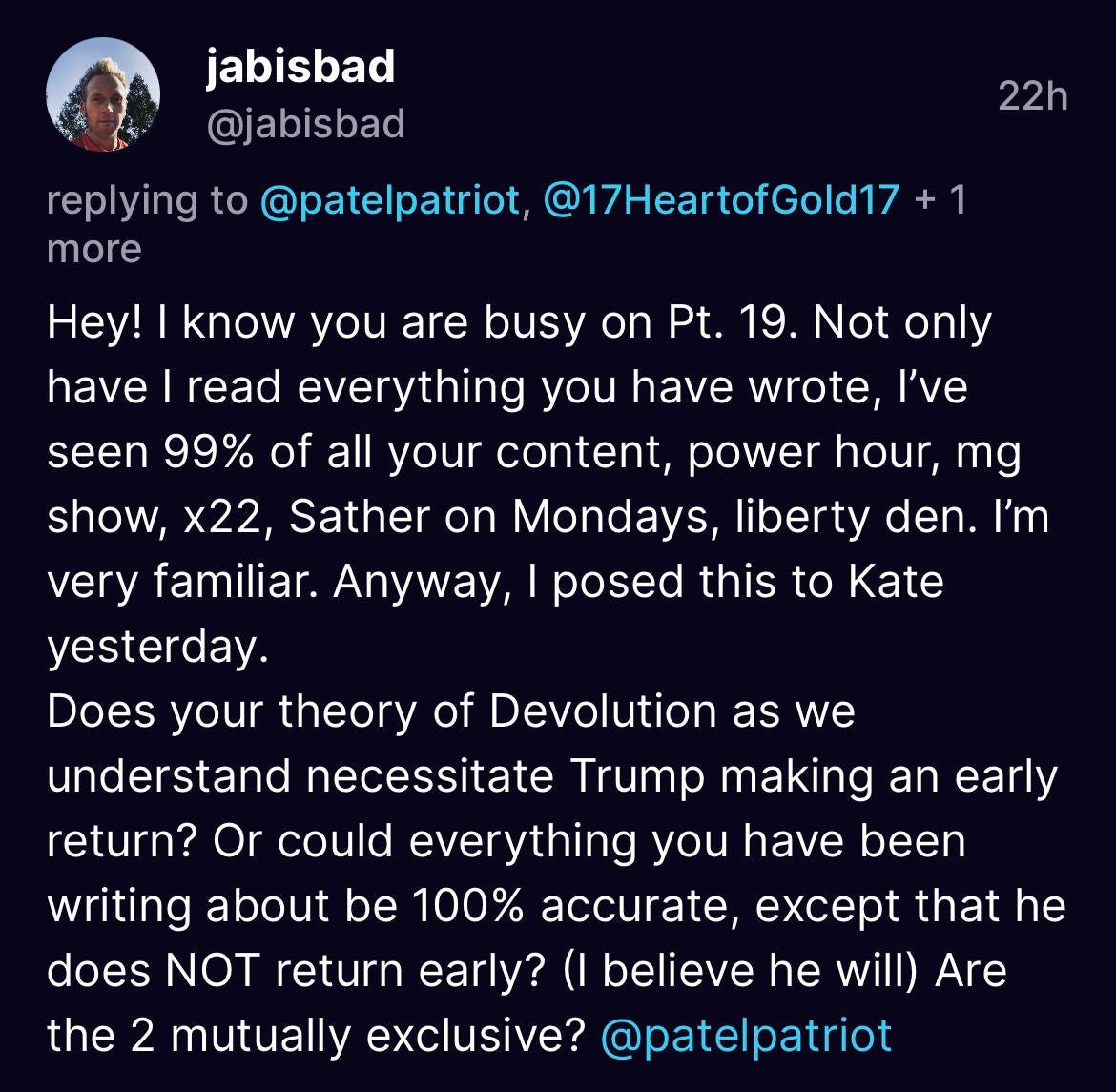 Does Devolution Require Trump's Return? - by Jon Herold