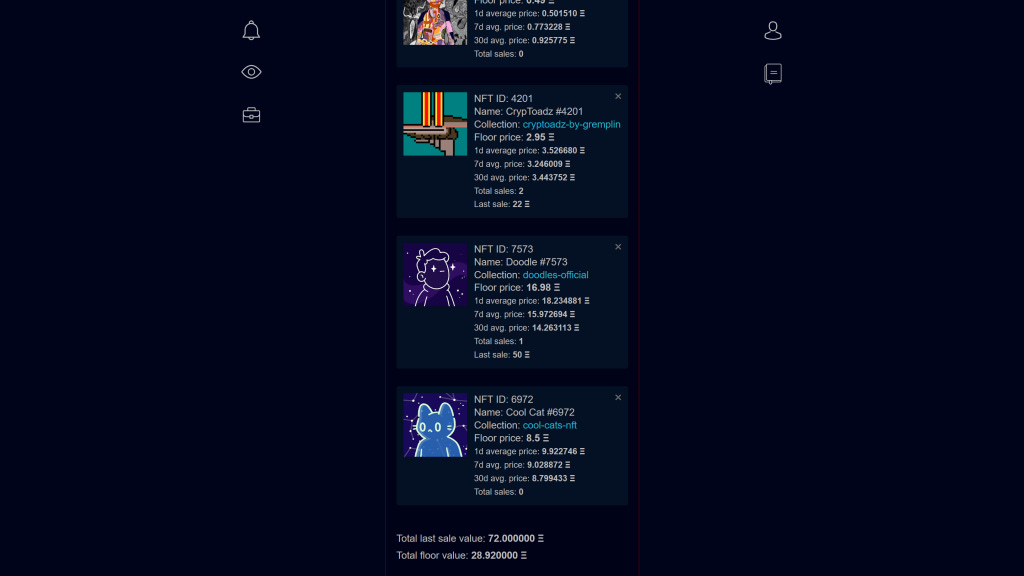 NFT Floor Price Alerts, NFT Watchlist and Portfolio Tracking App