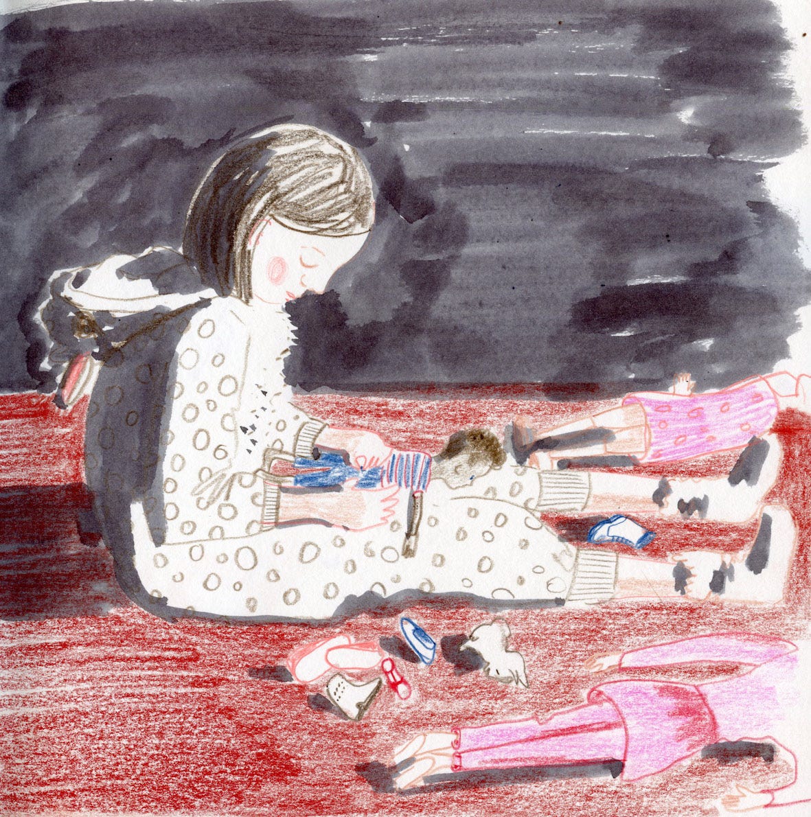 Drawing my family at home - by Ruby Wright