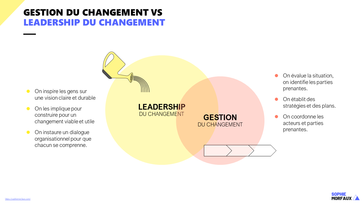 Quelle différence entre gestion du changement et leadership du changement