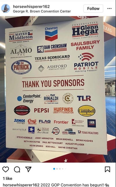 The corporations backing the Texas Republican Party