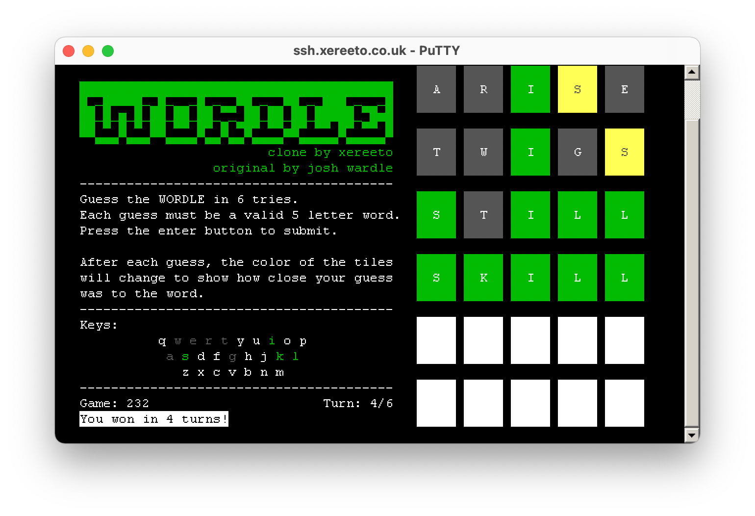 Wordle ported to Windows 3.1, PalmOS, DOS, Linux Terminal... and much more.