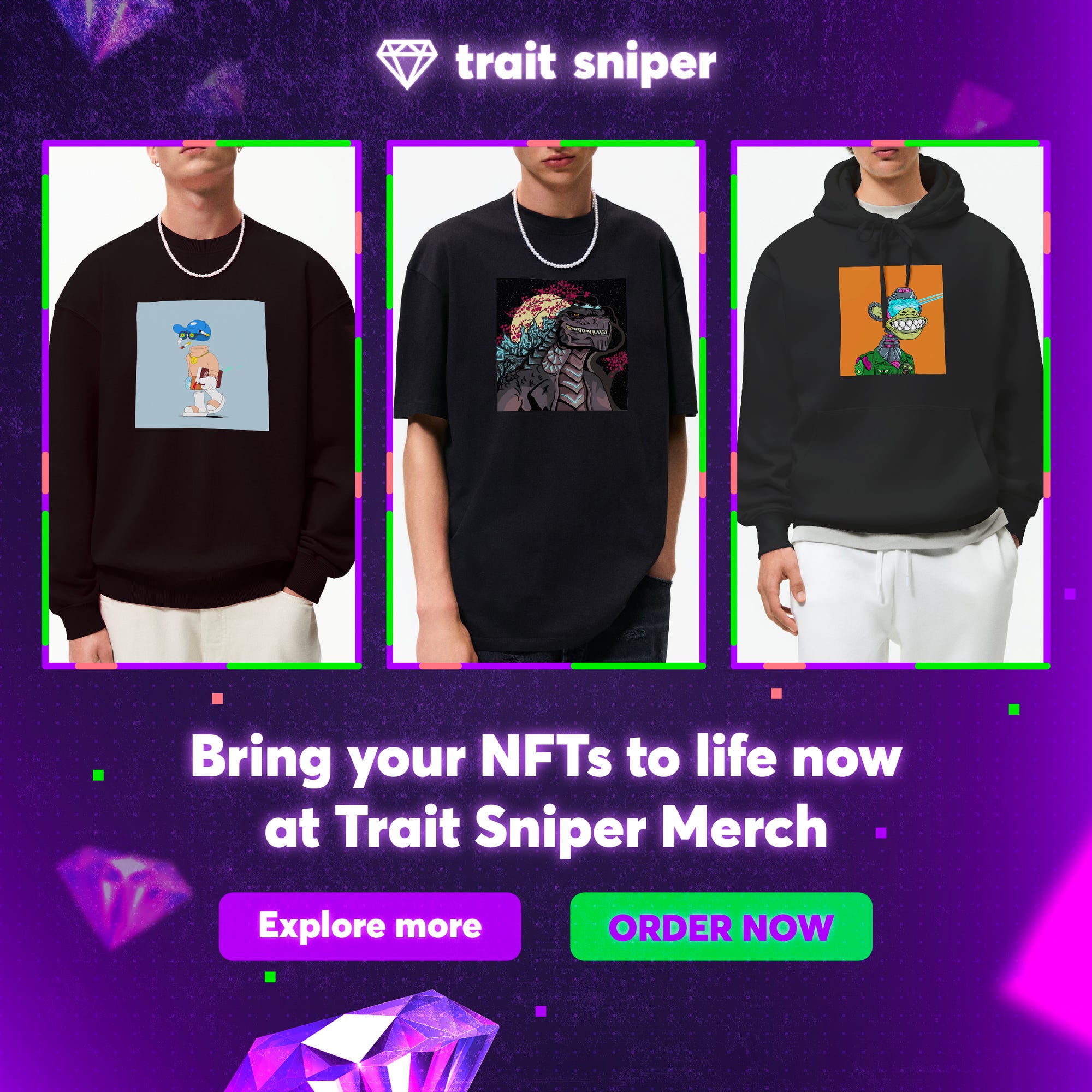 Trait Sniper Merchandise Center - Freedom to customize the NFT clothes