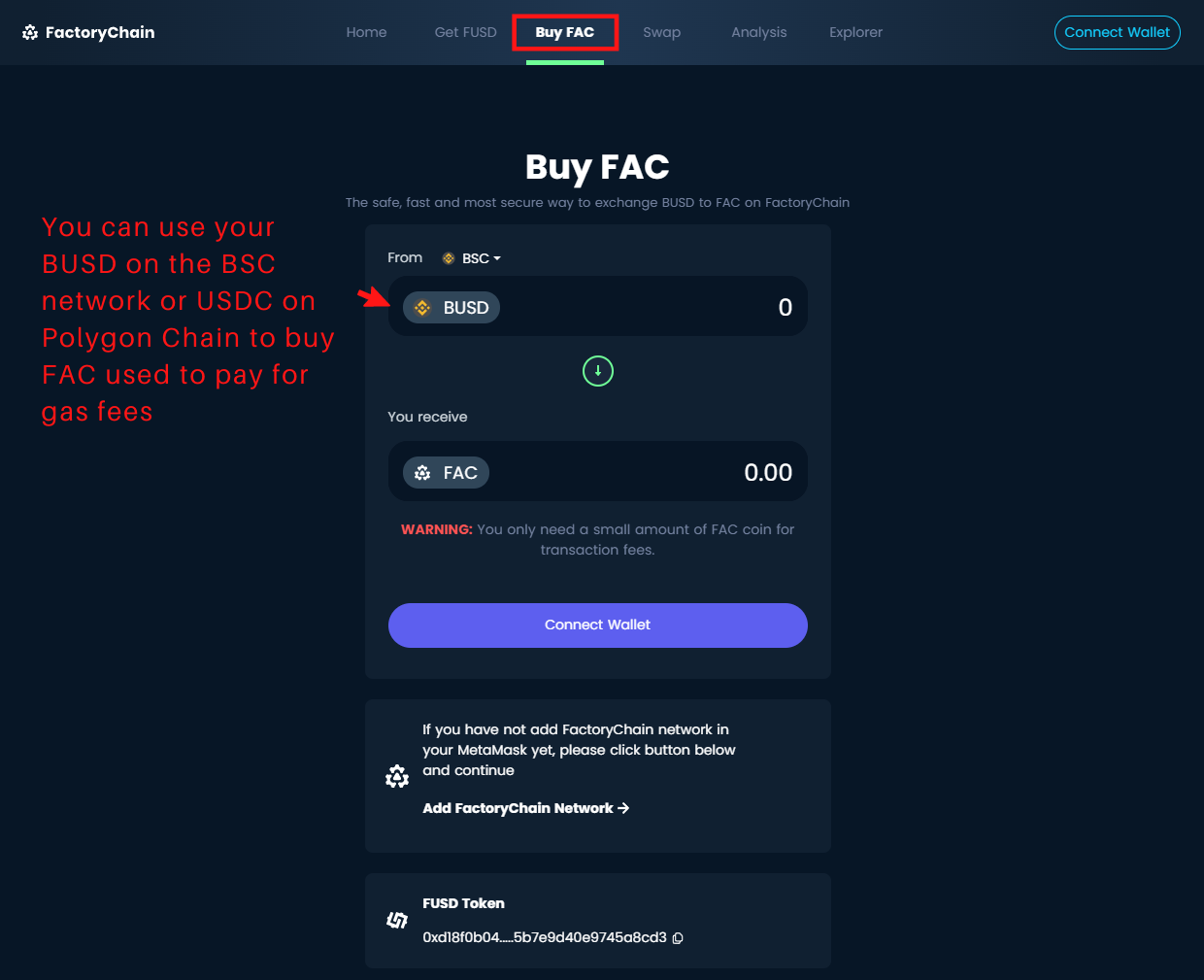 Guide: How to buy token on FactoryChain