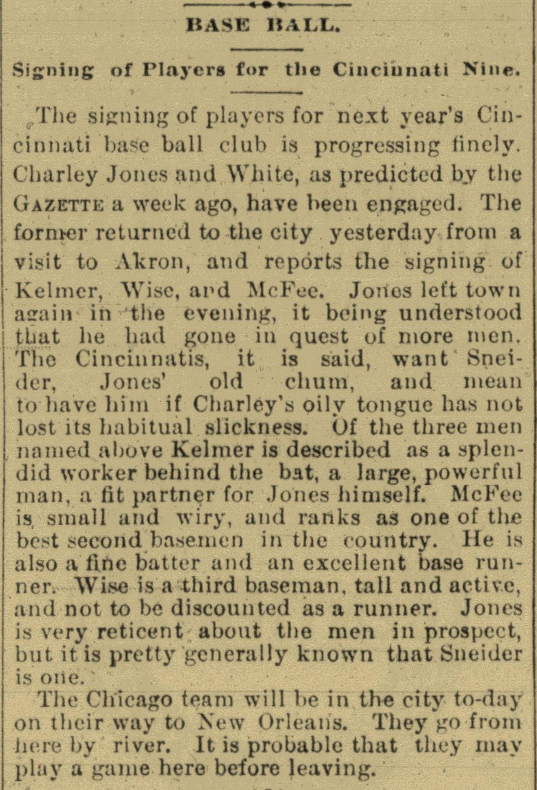 The Cincinnati Baseball Historical Review No. 6: The 1882 Champion ...