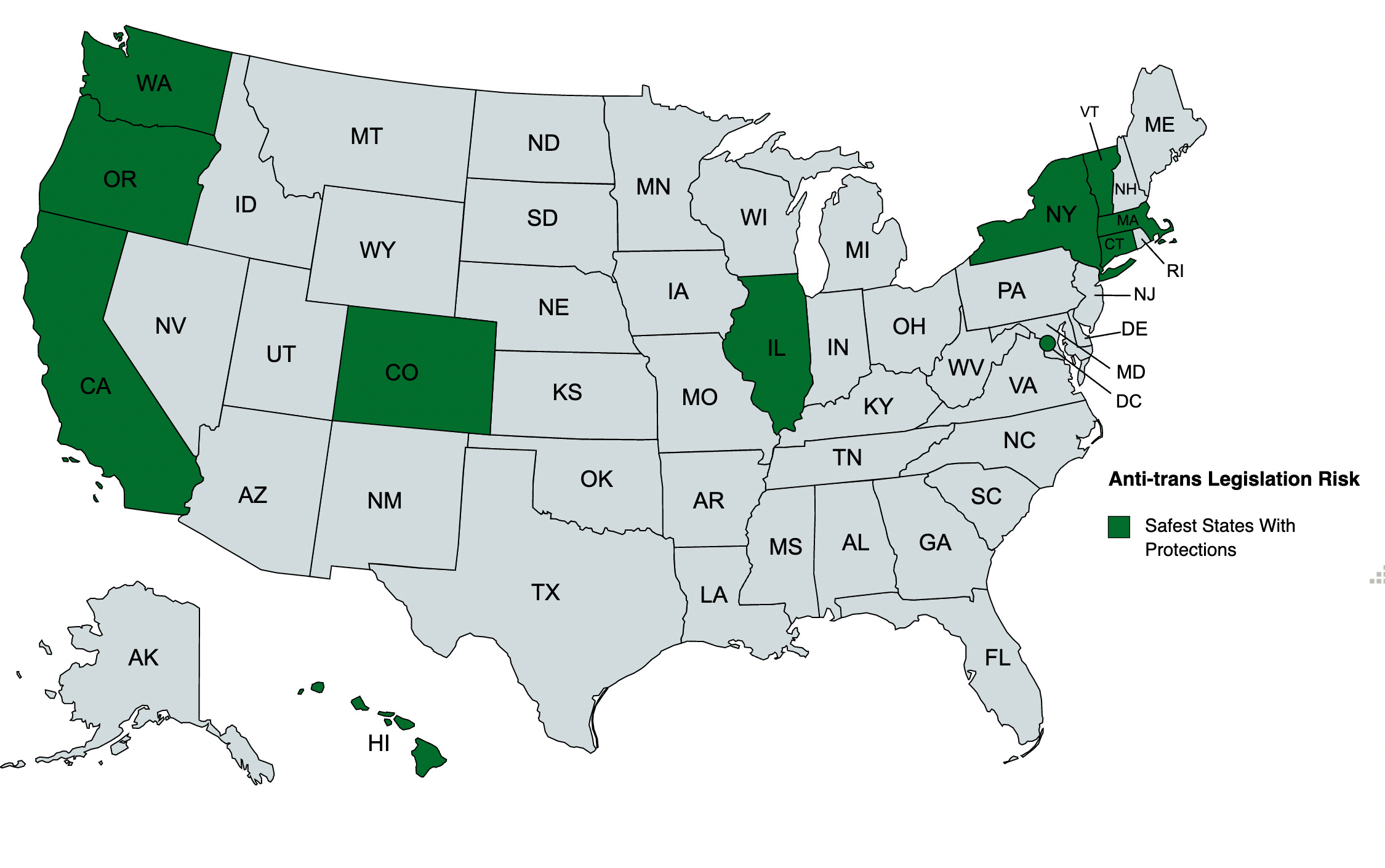 New Map! Anti-Transgender Legislative Risk By State