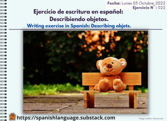 ️Spanish Writing Exercise: Describing objects. (022)