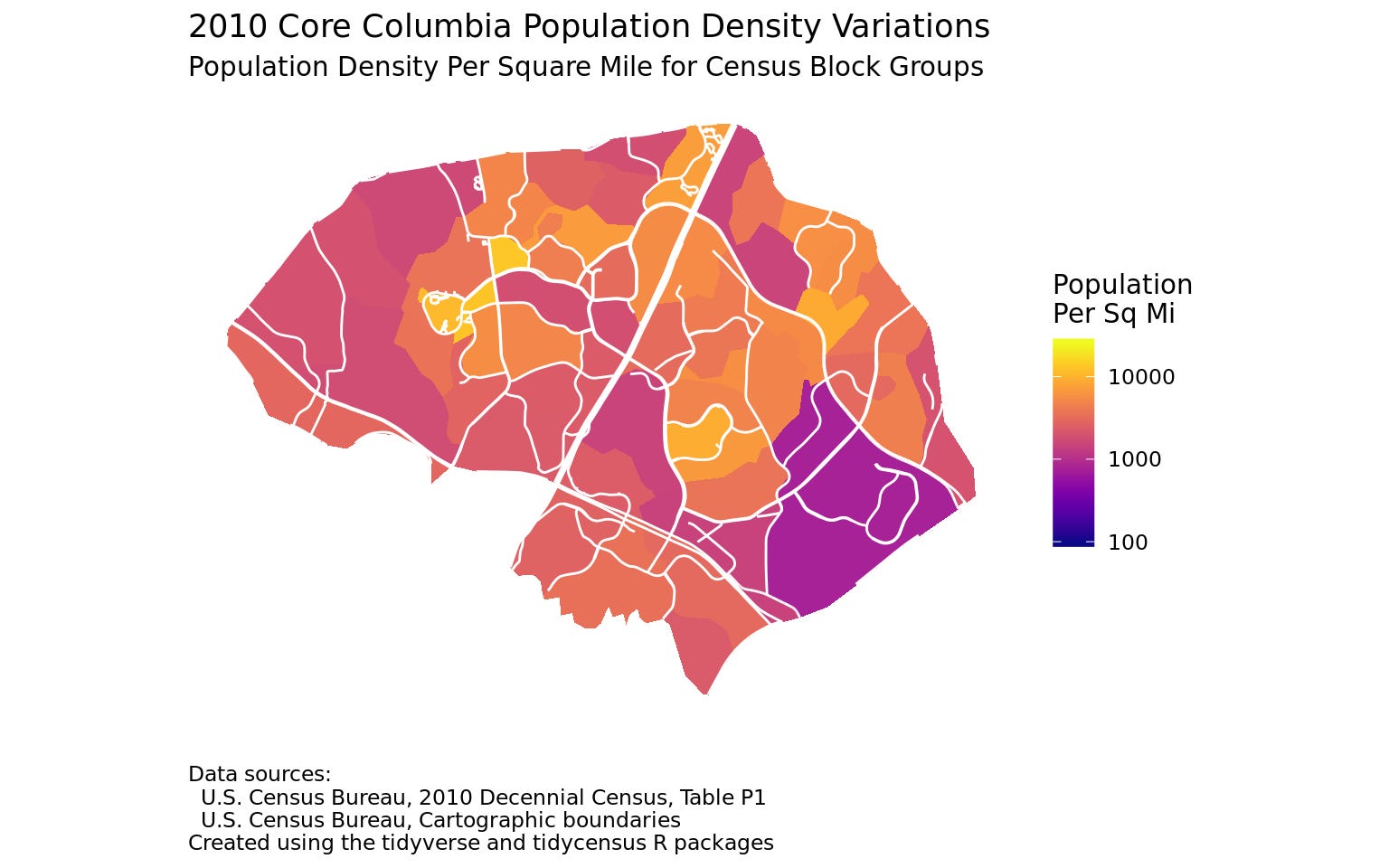 Population density in Columbia, Maryland - by Frank Hecker