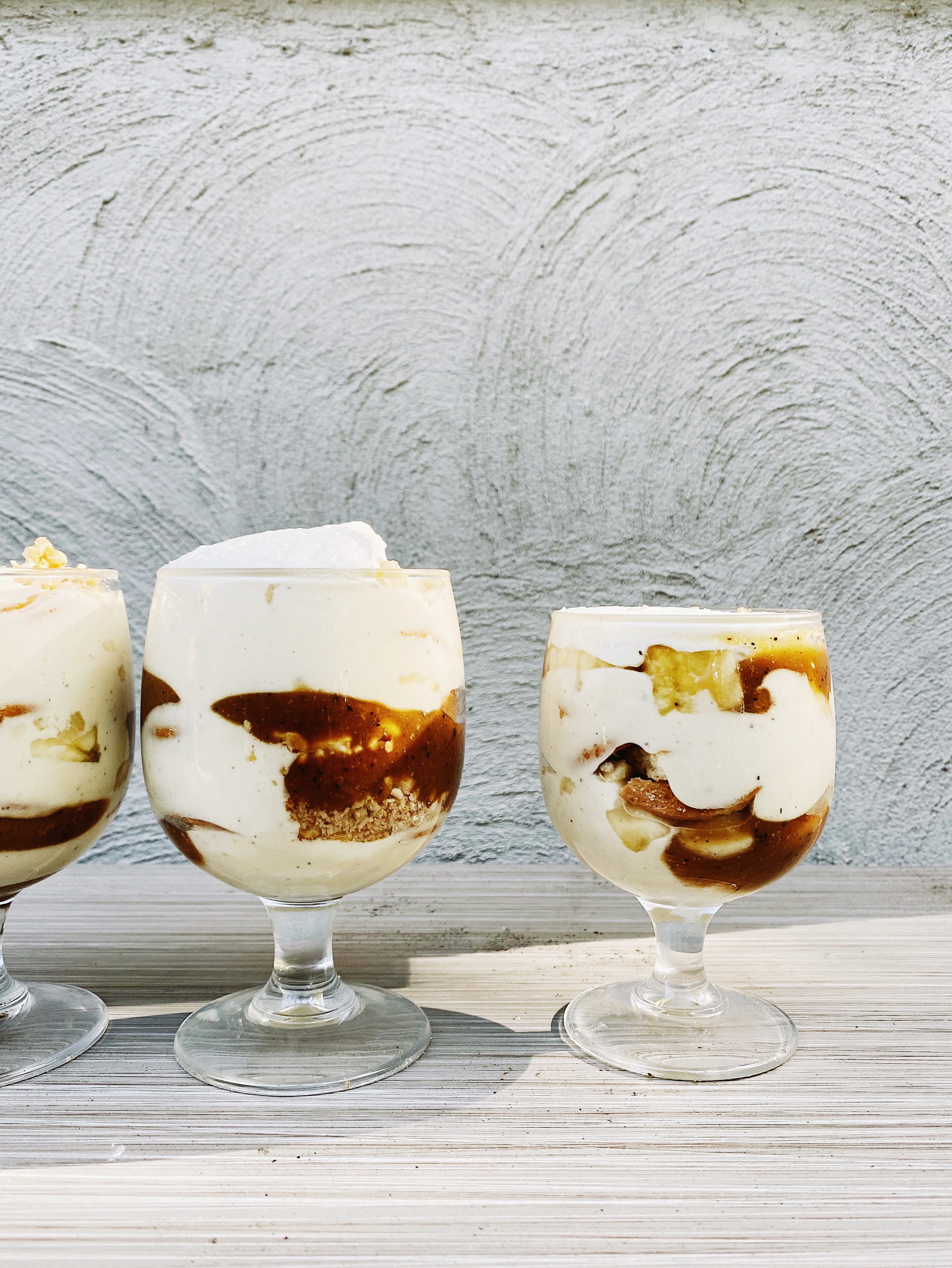 In our palms. And, brown sugar pudding with peanut butter caramel.