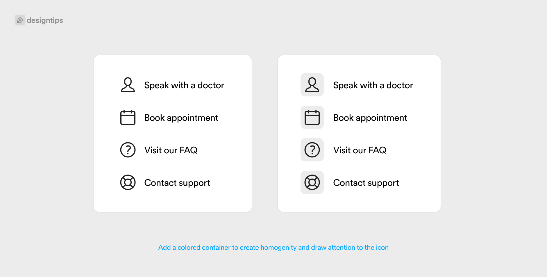 UX Tip #1: Icons in colored containers