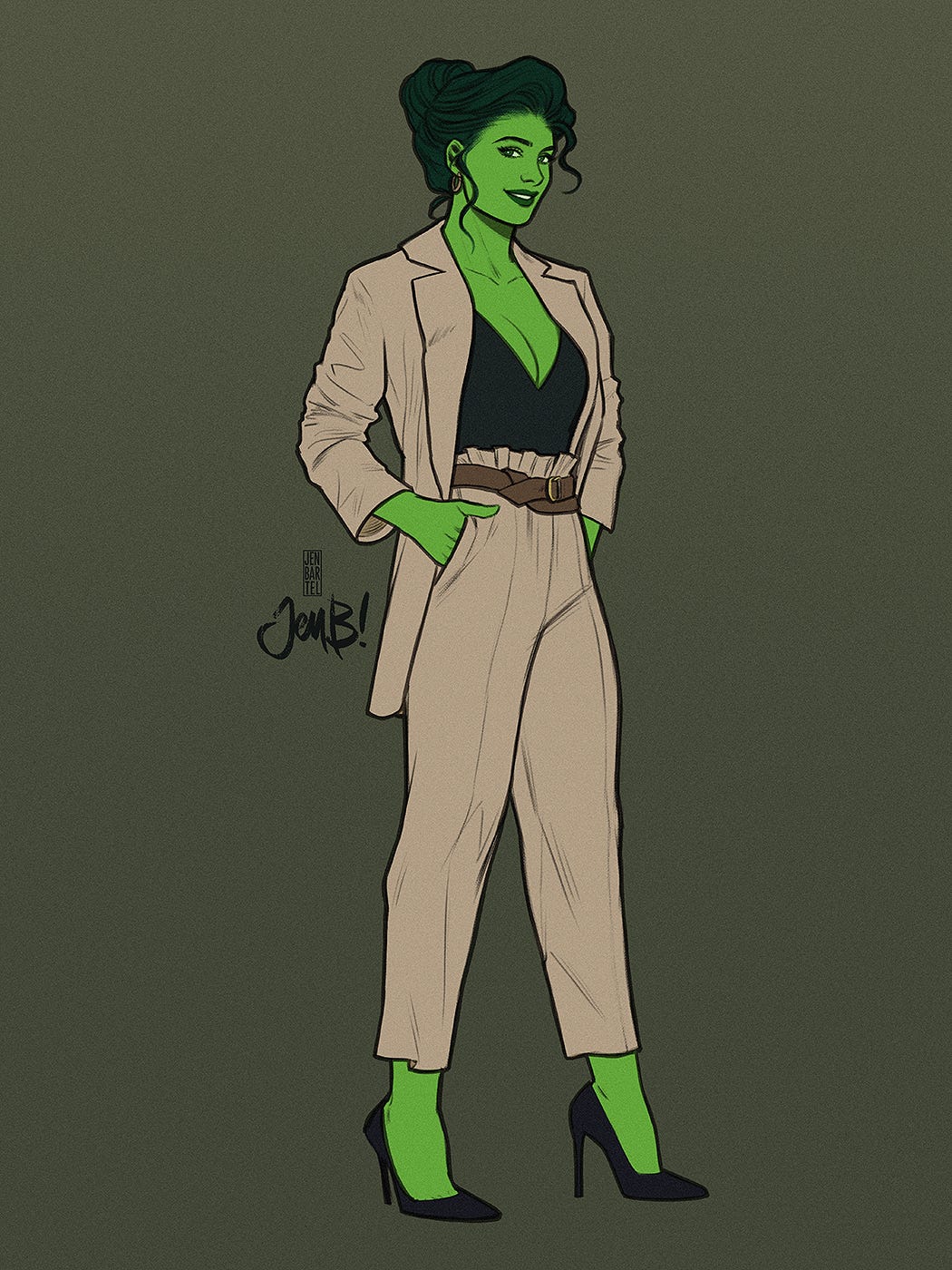 Fall She-Hulk Sketch 🍂 - by Jen Bartel