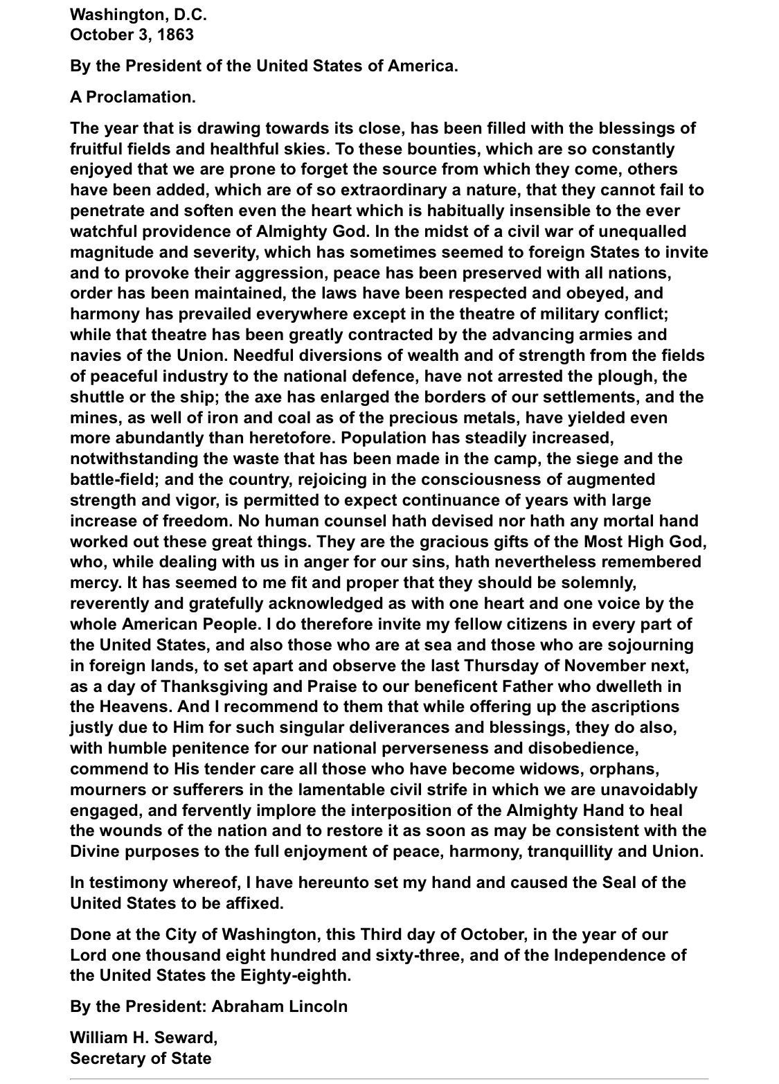 Abe Lincoln’s Thanksgiving Proclamation: The Emblematic American Holiday