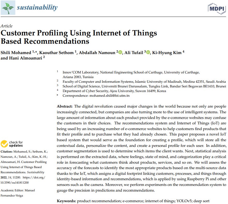Customer Profiling Using Internet of Things Based Recommendations