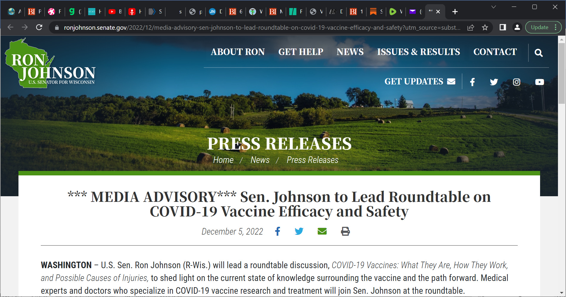 MEDIA ADVISORY*** Sen. Ron Johnson to Lead Roundtable on COVID-19 ...