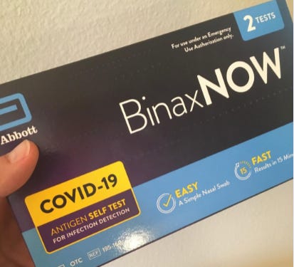 BinaxNOW Covid test--Does it work? - tomkom2’s Newsletter