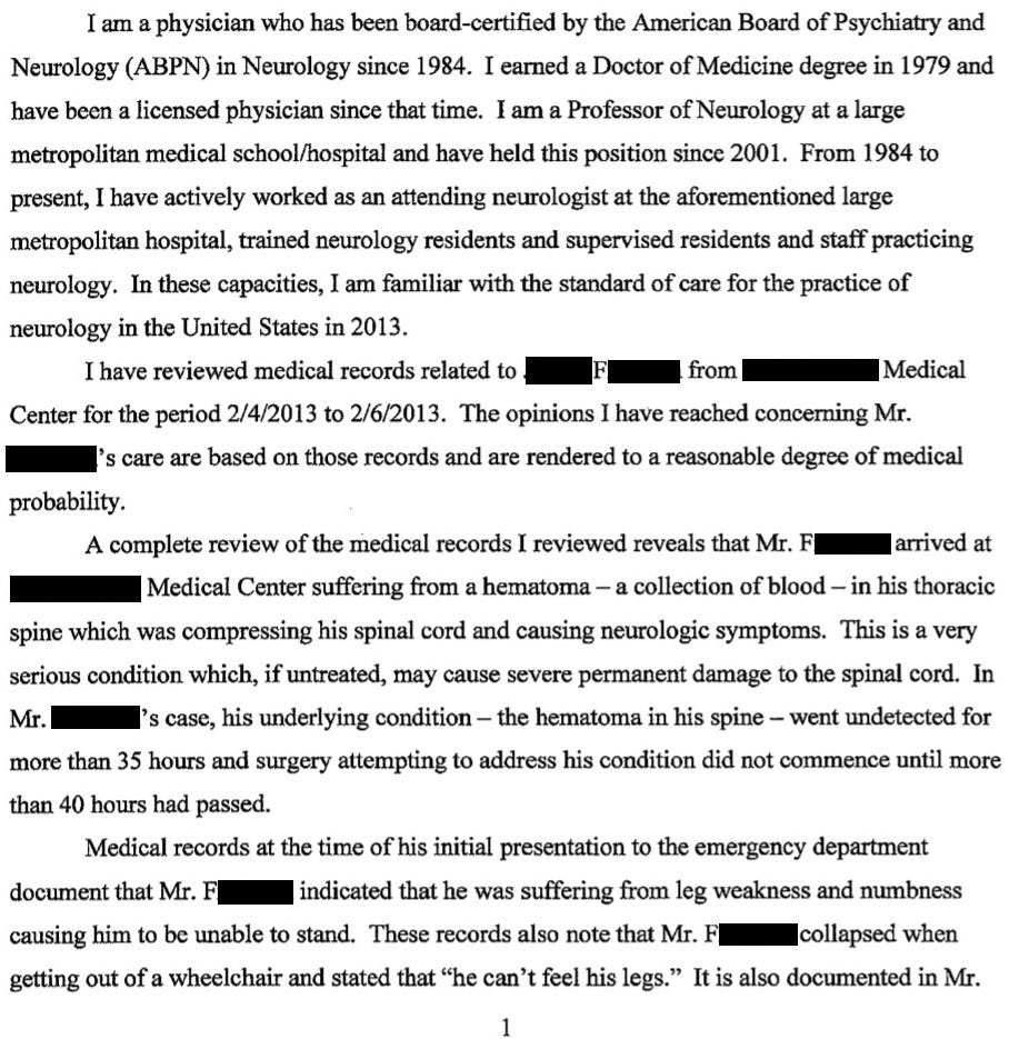 Expert Witness Case #7 - by Med Mal Reviewer