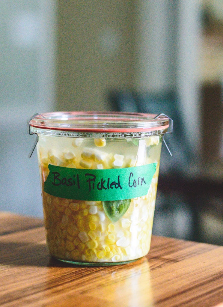 Basil Pickled Sweet Corn - by Reba Toloday - reba cooks