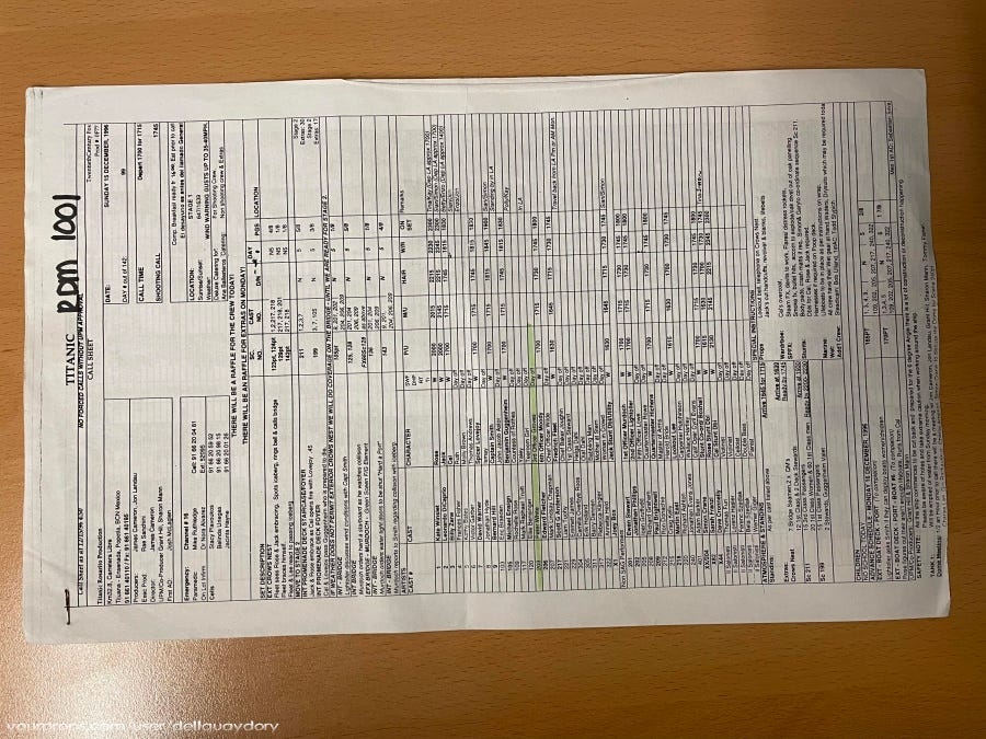 The Call Sheet Edition - by Guest Contributor