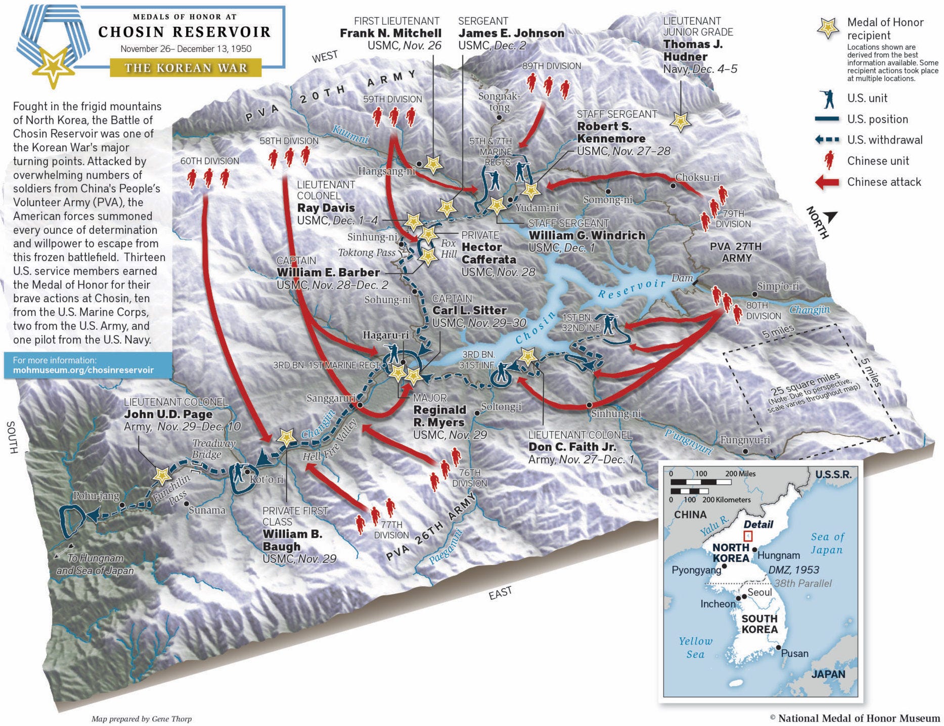 Chosin Reservoir Medal of Honor Map - by Doug Greenfield