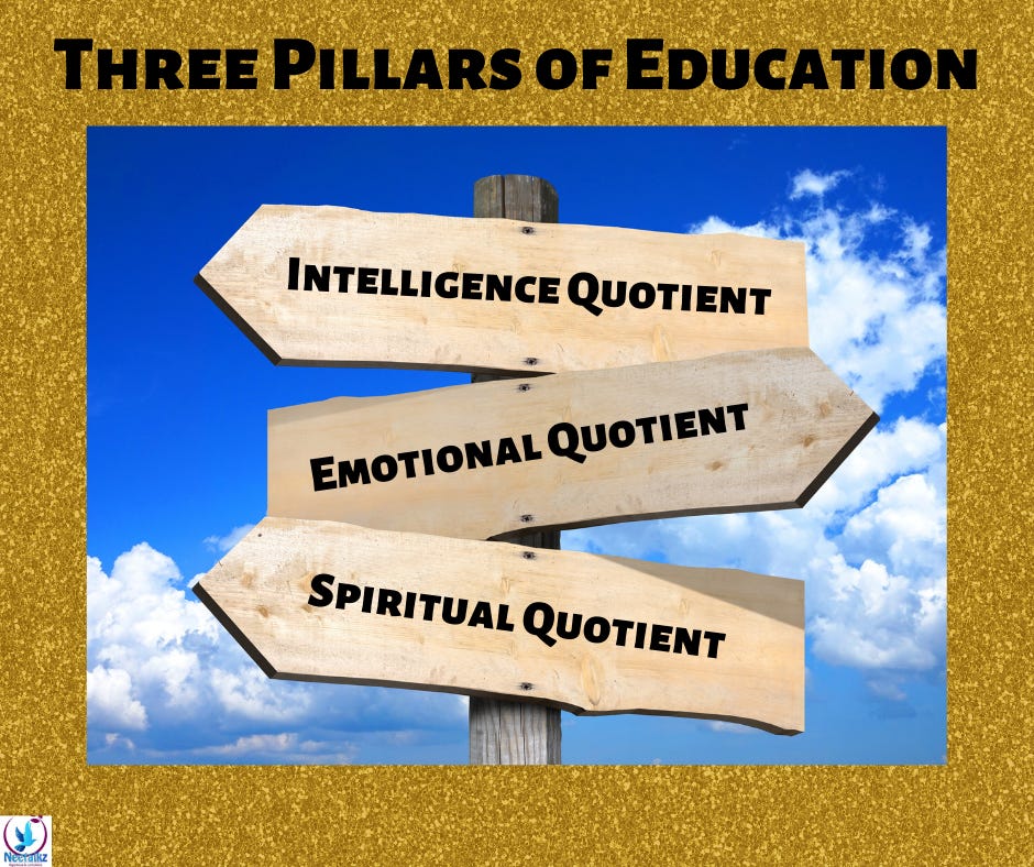 Three Pillars of Education-A sure way to Happiness.