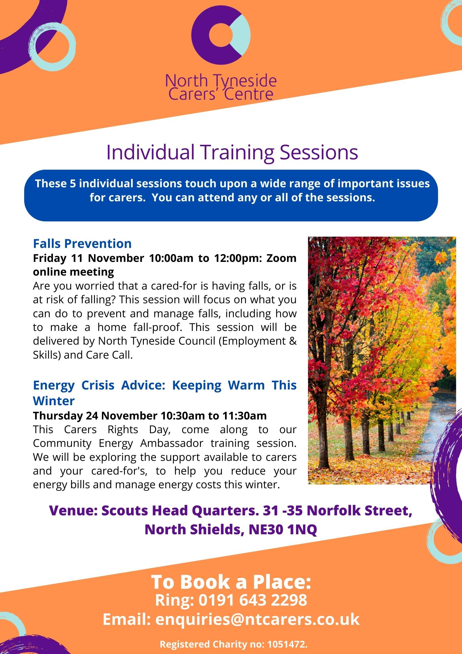 Autumn Training and Information Brochure from the Carers' Centre