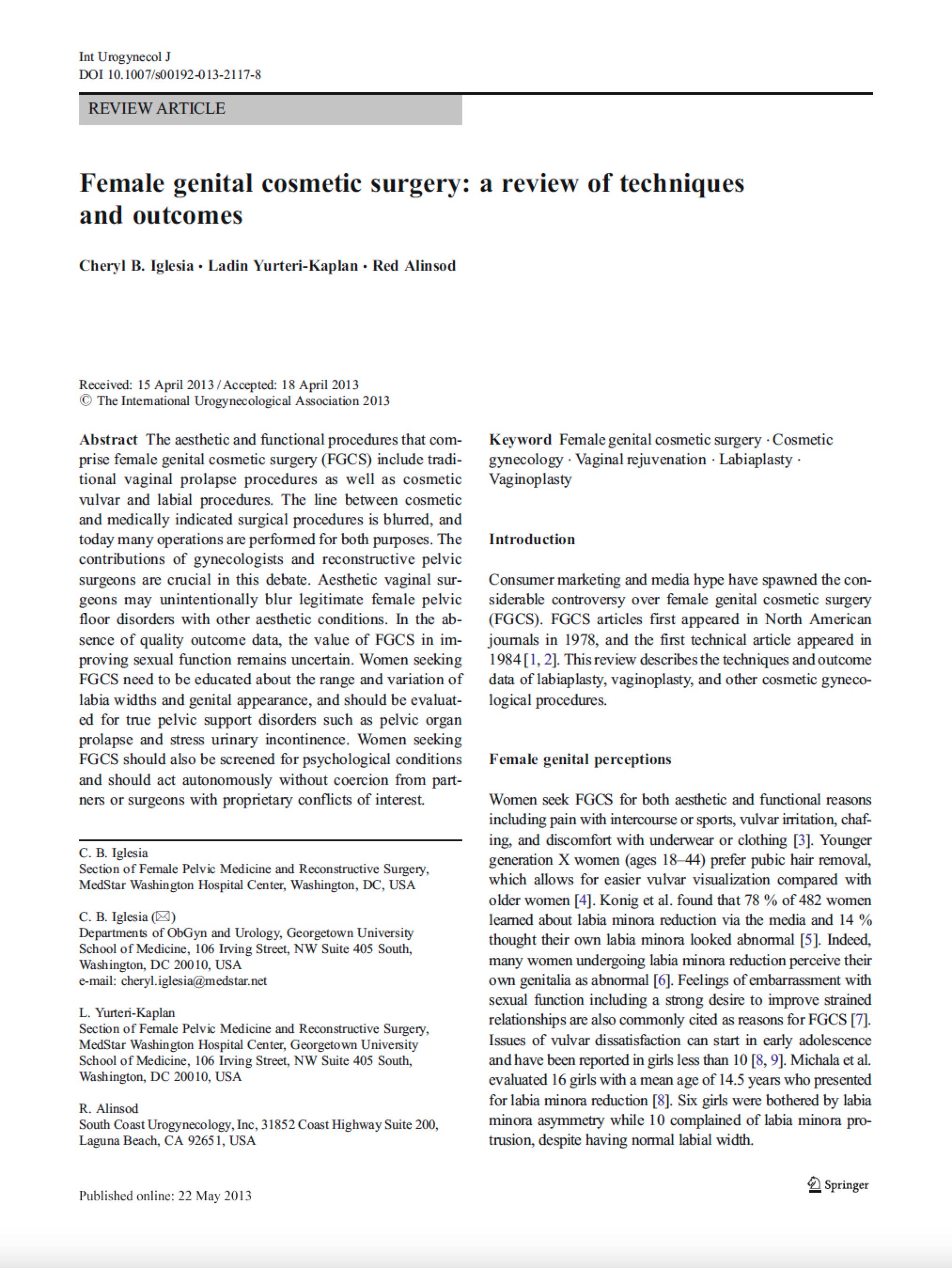 Female Genital Cosmetic Surgery: A Review of Techniques and Outcomes