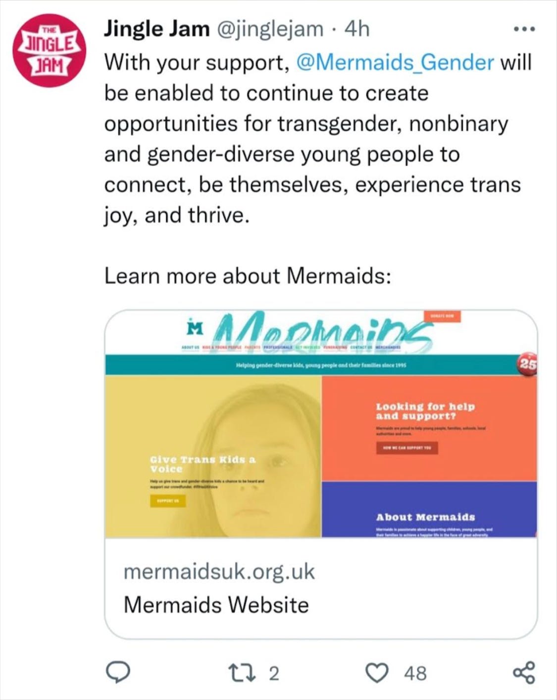 Are Mermaids about to receive a quarter of a million pounds?