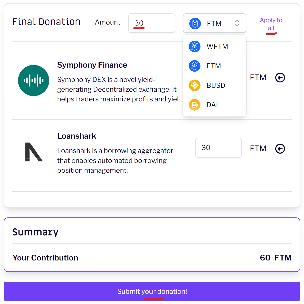 Mainnet Guide — Gitcoin Alpha Round [Fantom/UNICEF]