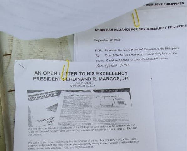 The Open Letter from CCBPH Submitted to the President and Senate ...