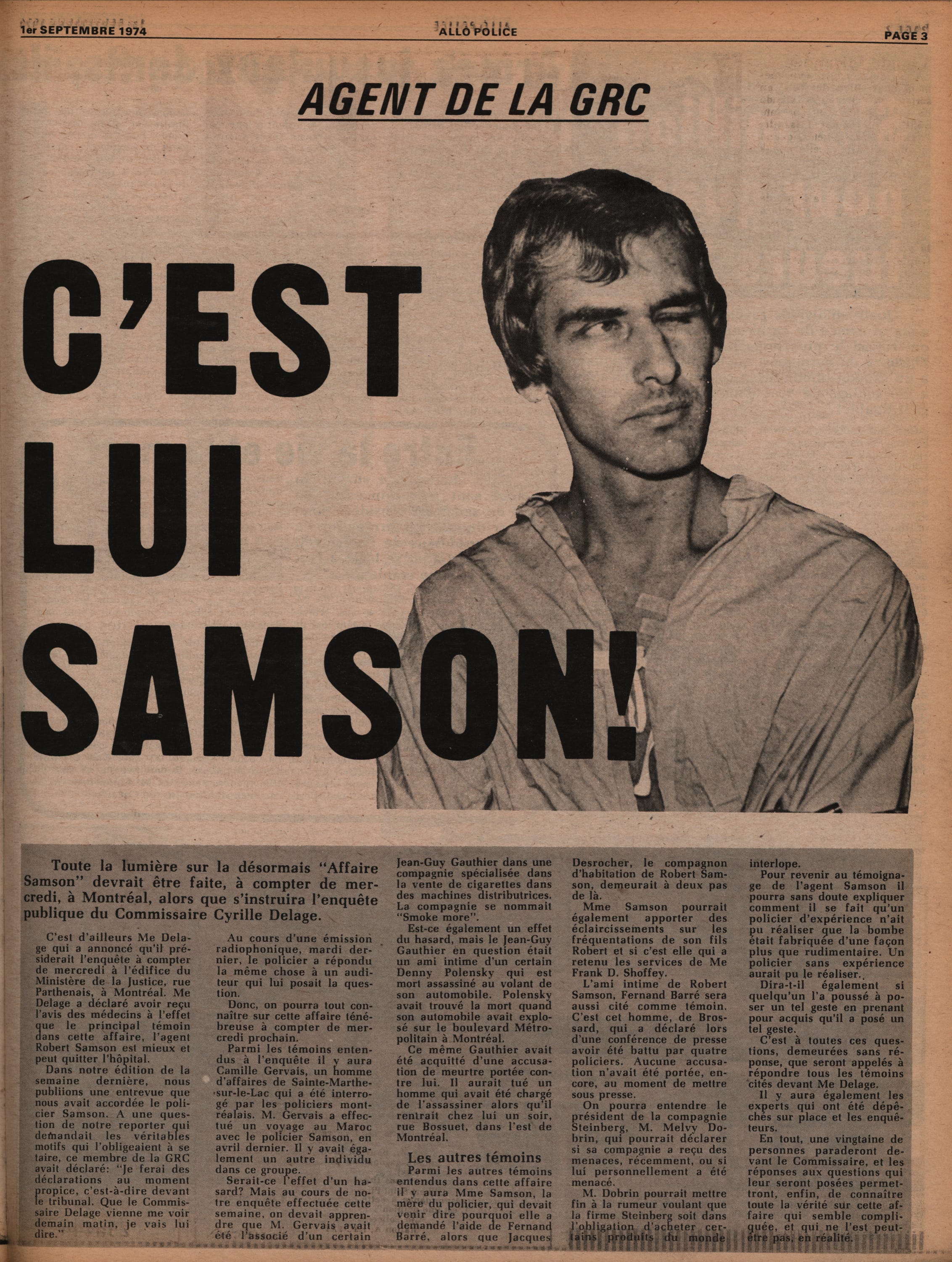 C'est lui Samson ! | Allo Police | 1er septembre 1974