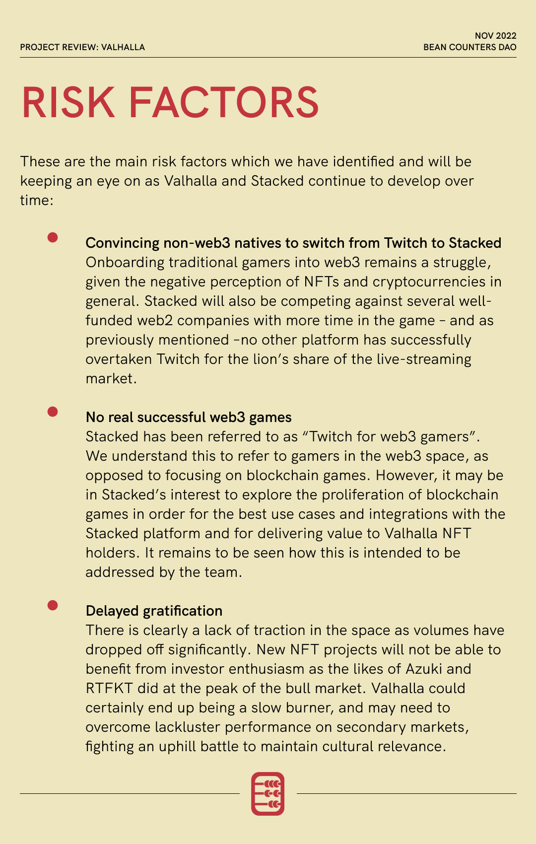 Project Review: Valhalla - by Bean Counters DAO