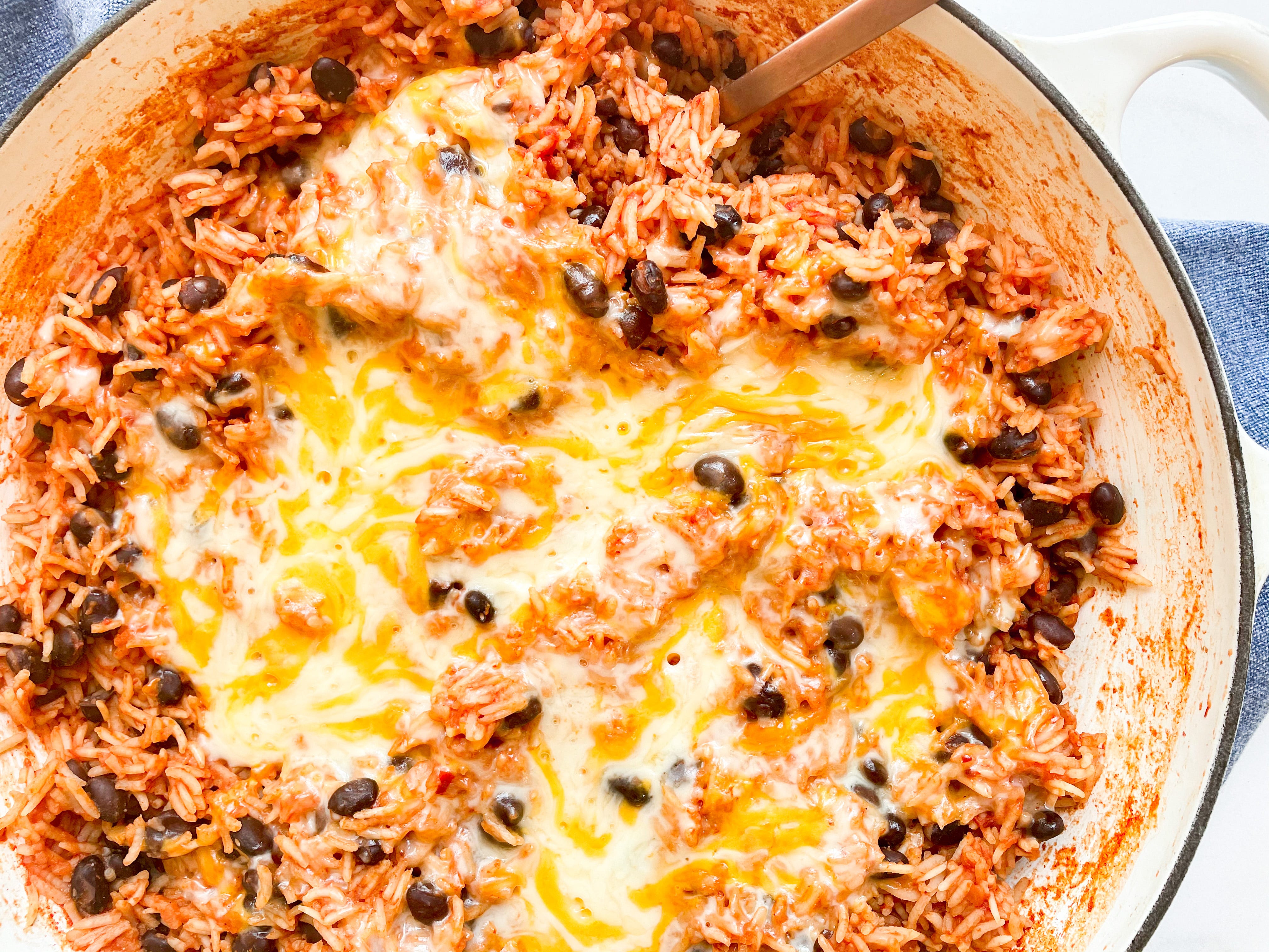 one-pot cheesy rice and beans - by Caroline Chambers