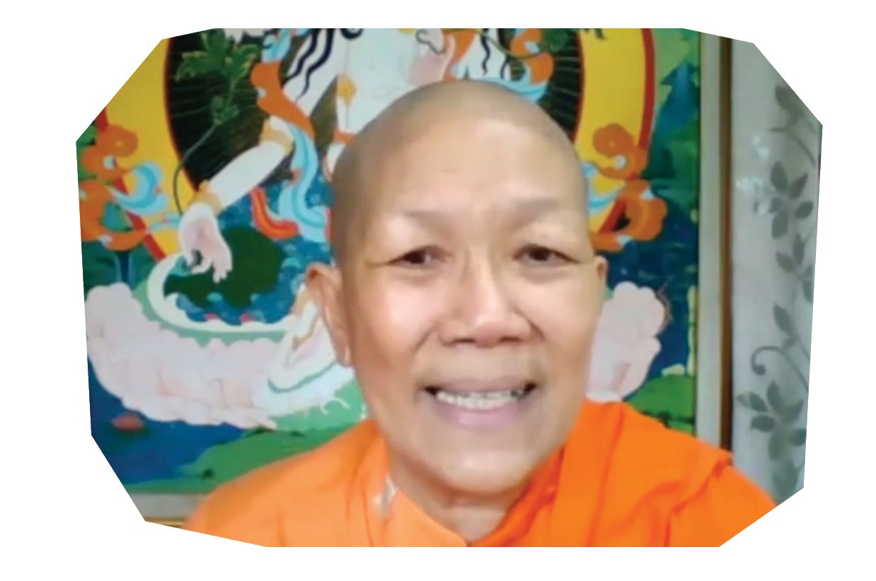 At my table: Venerable Dhammananda Bhikkhuni