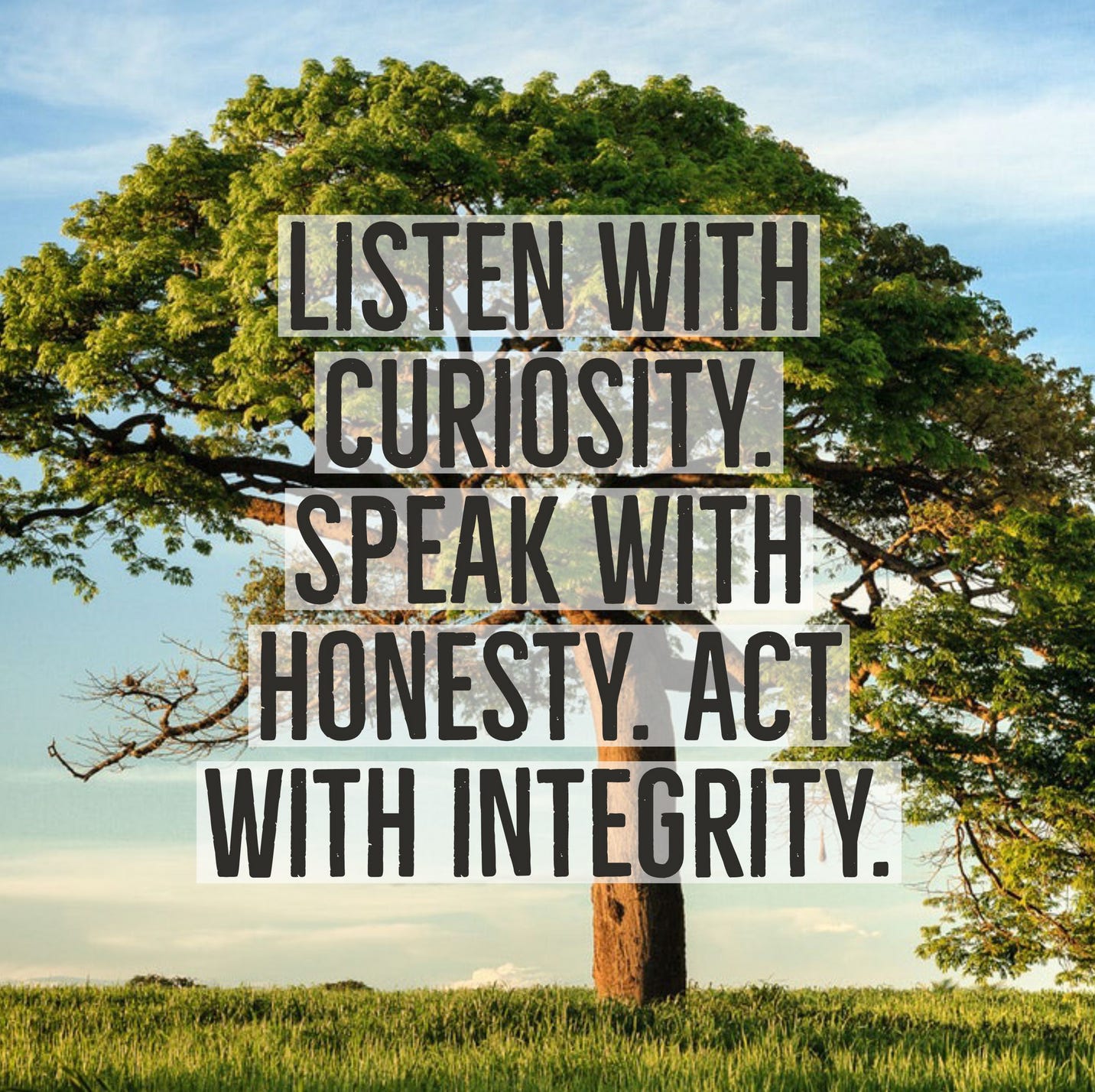Listen With Curiosity. Speak With Honesty. Act With Integrity.